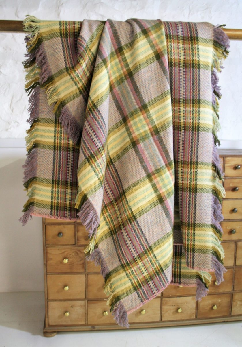 Cwmgwili Welsh Wool Blanket – Purple Greens | Greencore Design