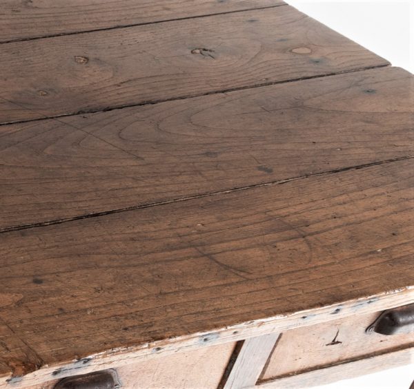 Antique French Oak Farmhouse Kitchen Prep Dining Table with 8 Drawers ...