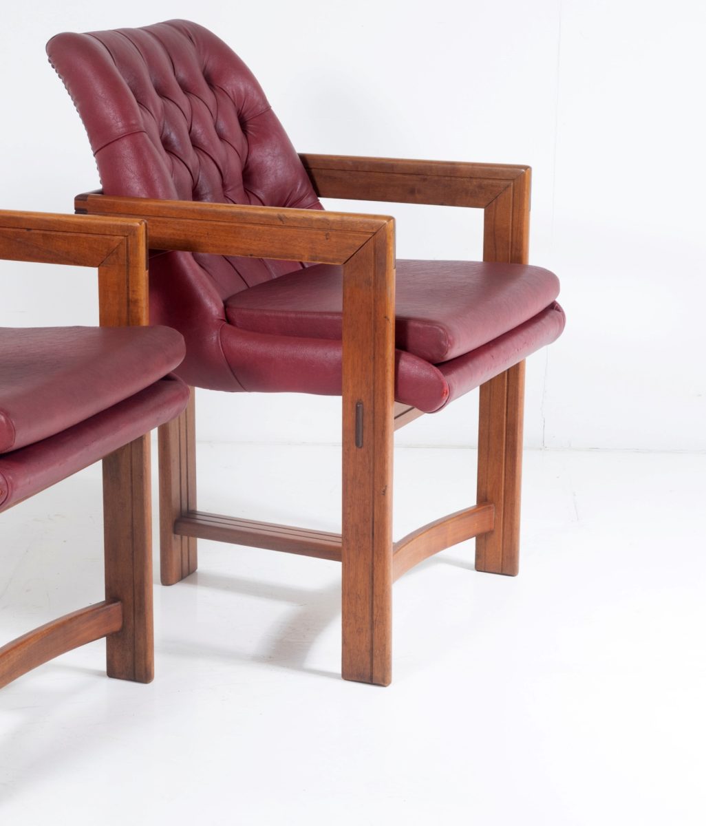 An Exceptional Pair of Bauhaus Influenced Teak Leather Library Study ...