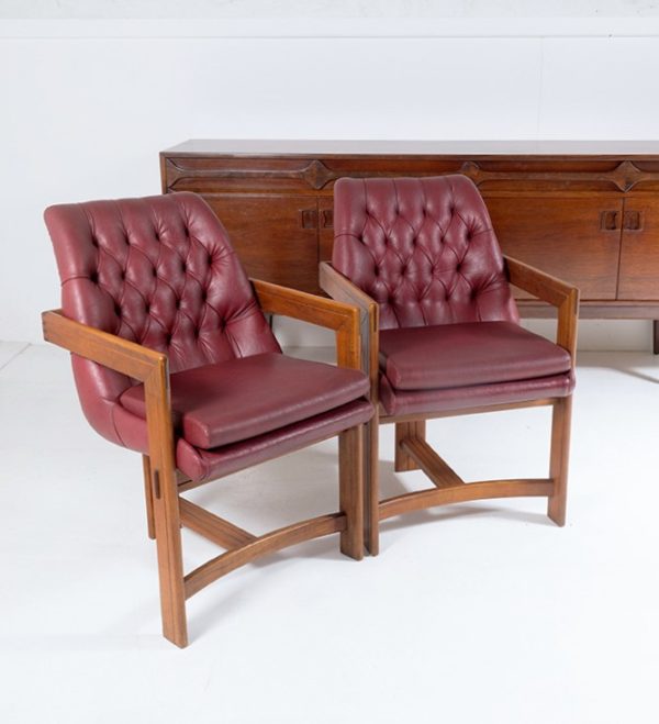 An Exceptional Pair of Bauhaus Influenced Teak Leather Library Study ...