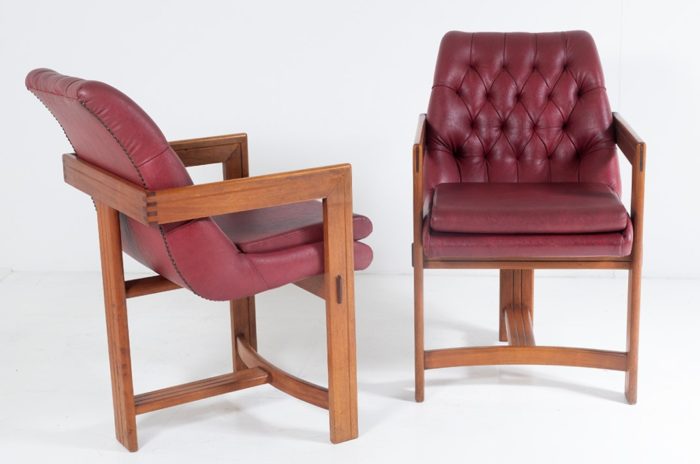 An Exceptional Pair of Bauhaus Influenced Teak Leather Library Study ...