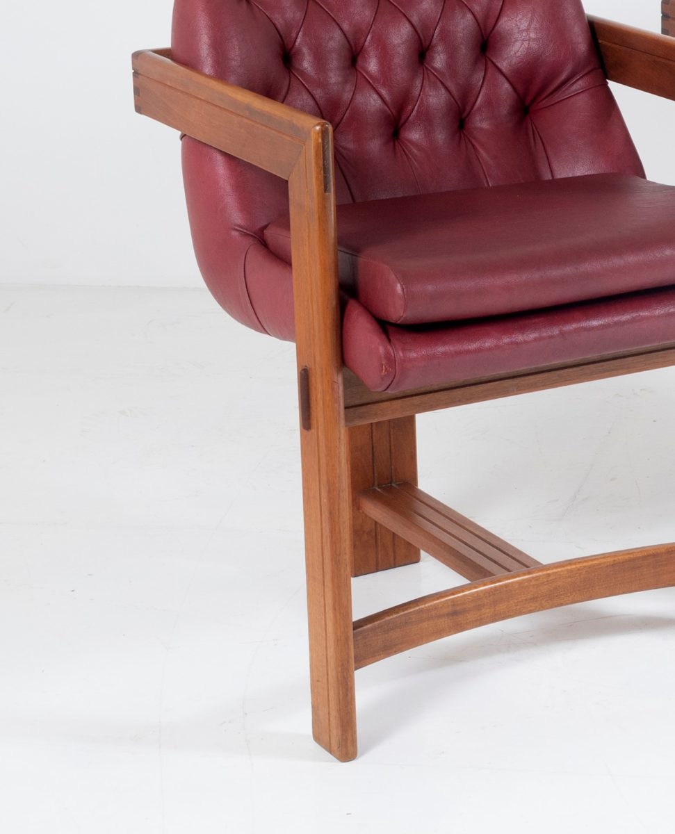 An Exceptional Pair of Bauhaus Influenced Teak Leather Library Study ...