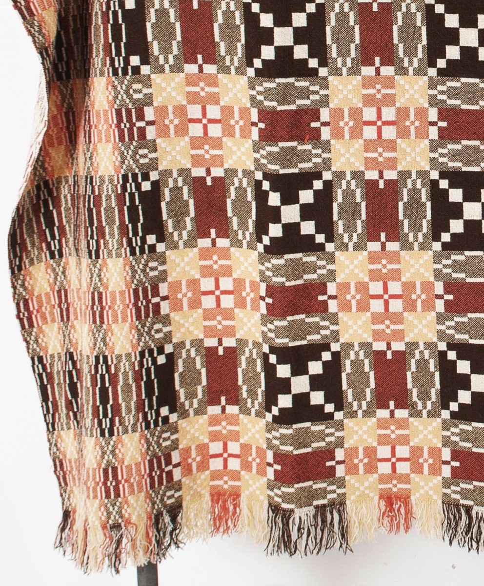 Vintage Welsh Pure Wool Tapestry Blanket – Autumn Reds | Greencore Design