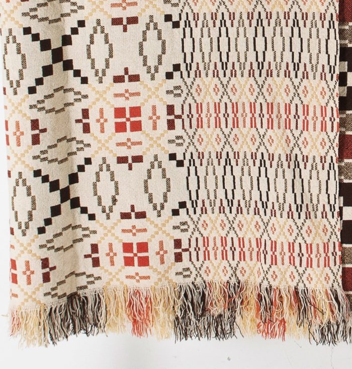 Vintage Welsh Pure Wool Tapestry Blanket – Autumn Reds | Greencore Design