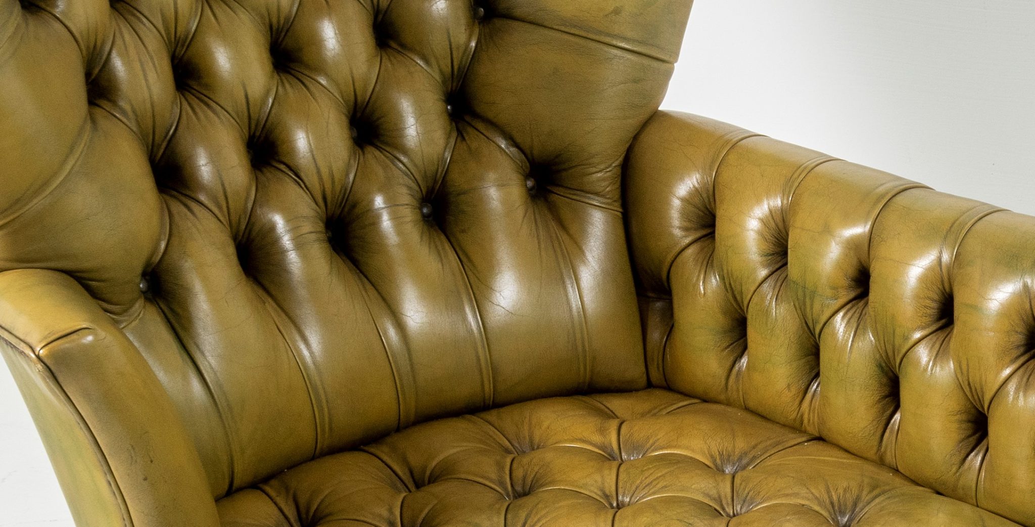 A wonderful Victorian Green Leather Chesterfield Deep Button high back ...