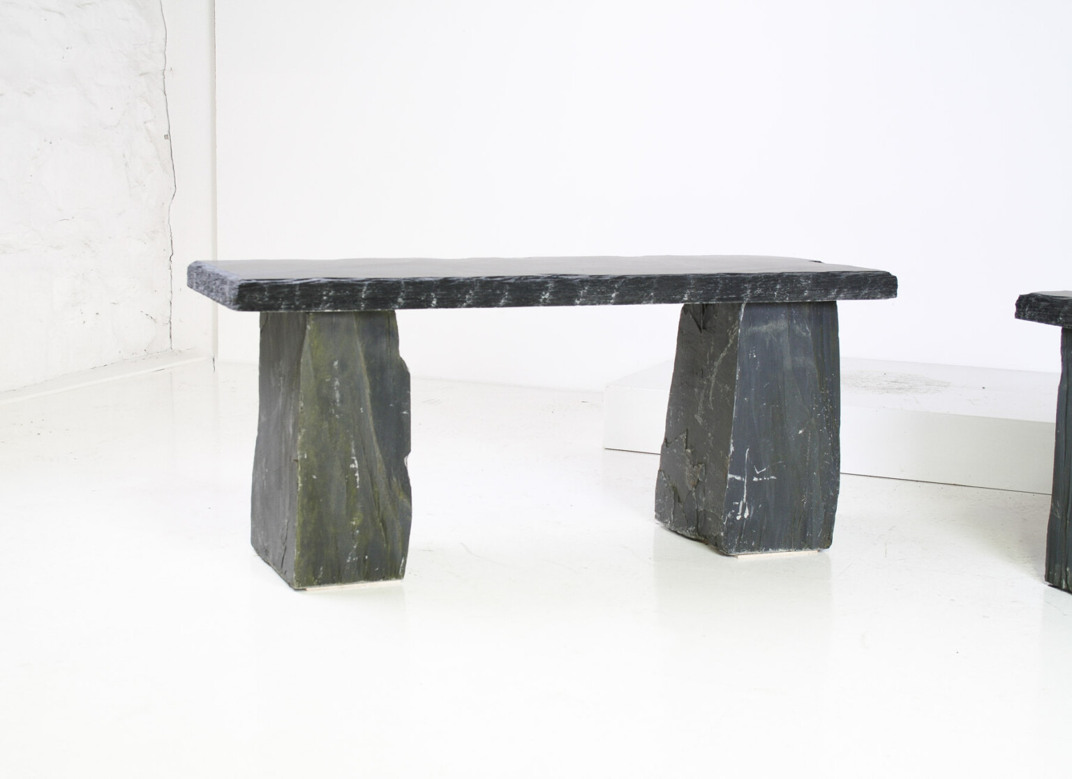 Pair of Natural Stone Garden Bench Seats – Riven Welsh Slate ...