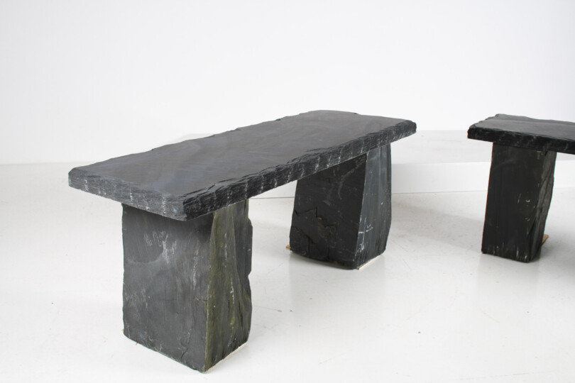 Pair of Natural Stone Garden Bench Seats – Riven Welsh Slate ...