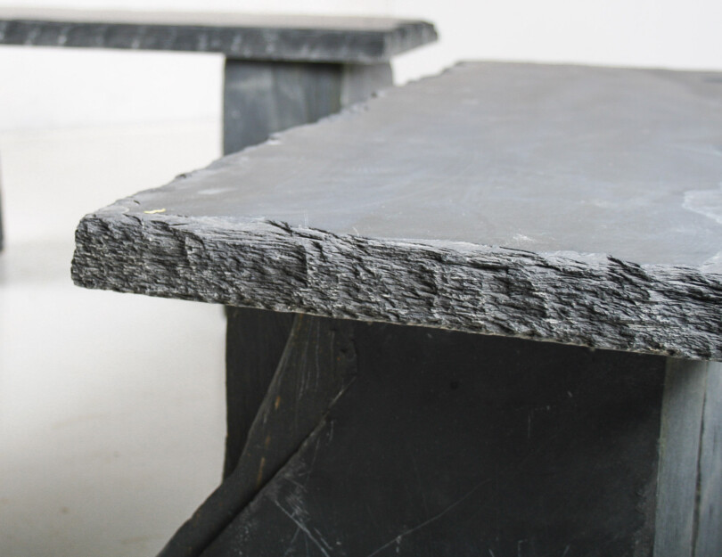 Pair of Natural Stone Garden Bench Seats – Riven Welsh Slate ...